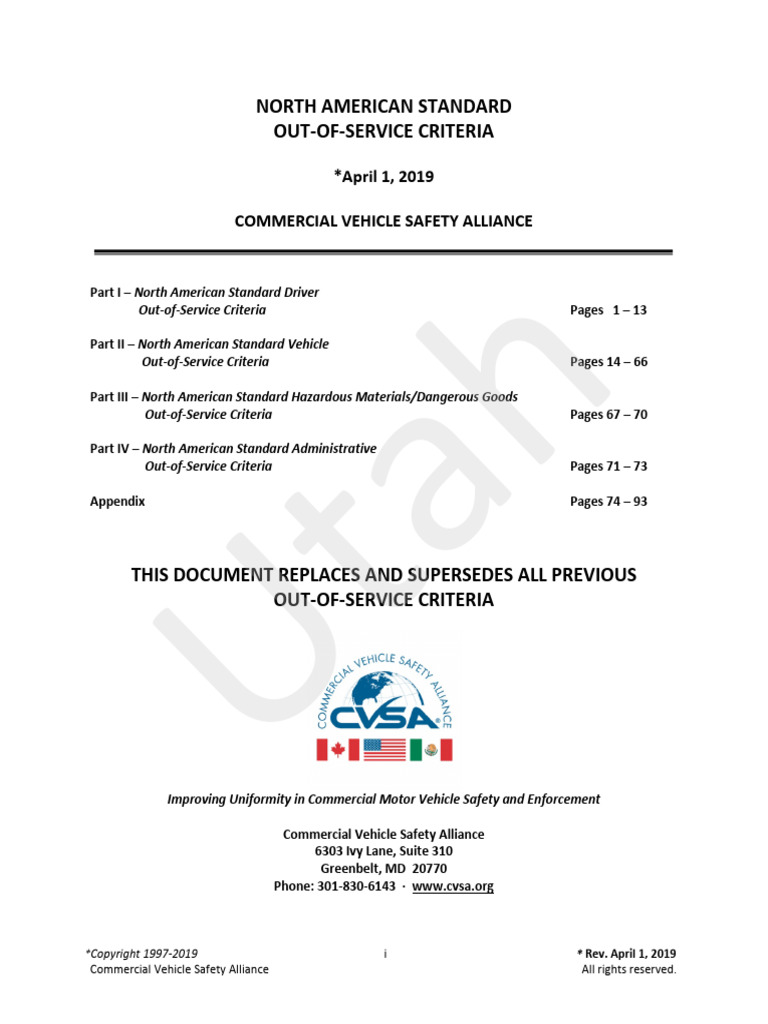 2019 CVSA OOS Criteria | PDF