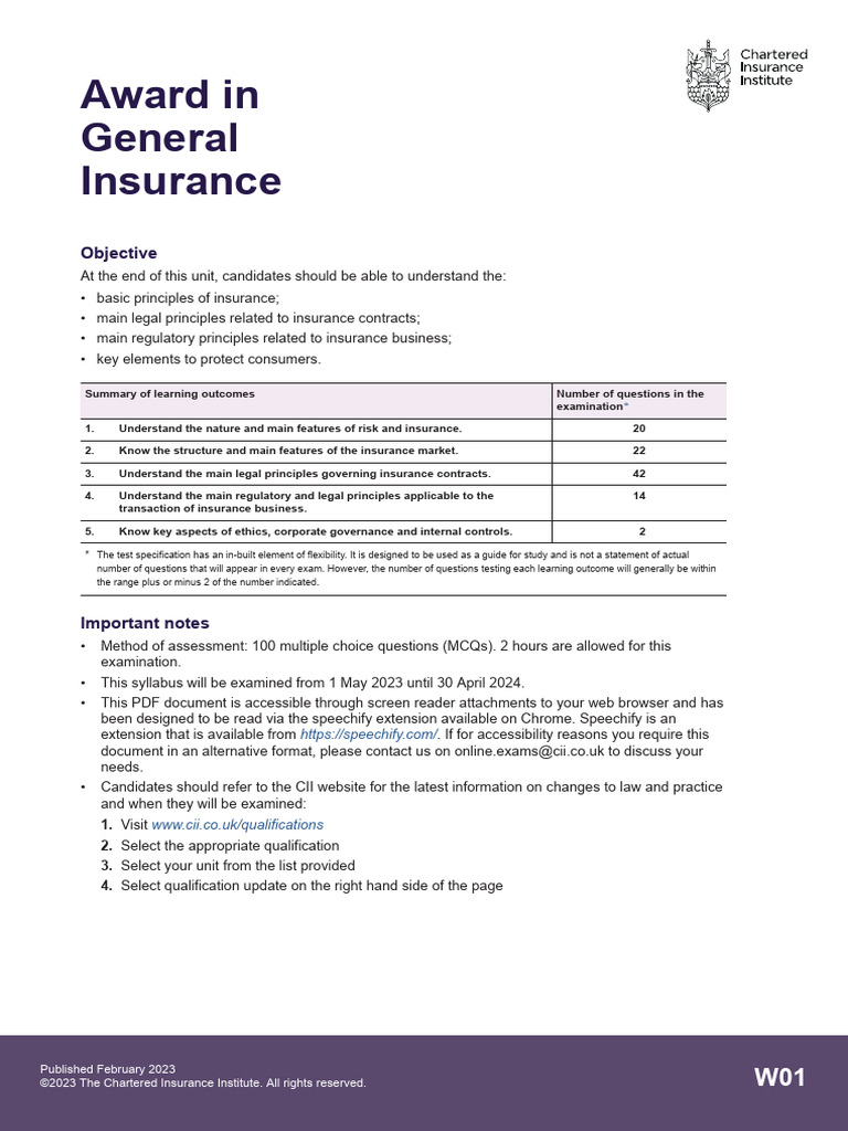 W01 Syllabus 2023 | PDF | Insurance | Risk
