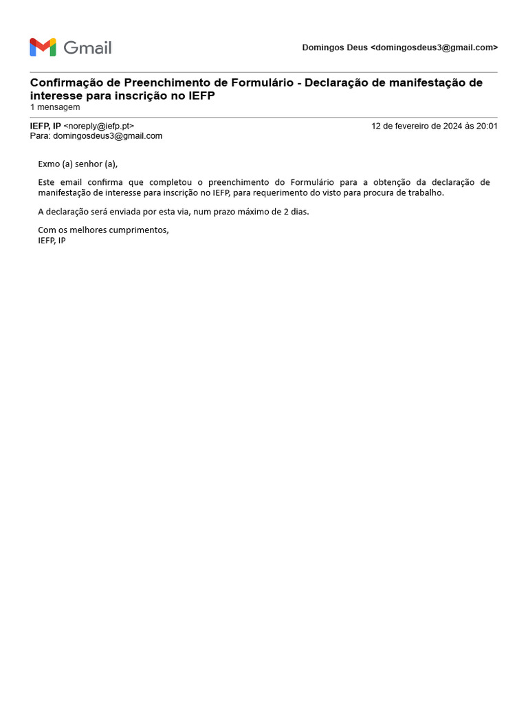 Gmail - Confirmação de Preenchimento de Formulário - Declaração de ...