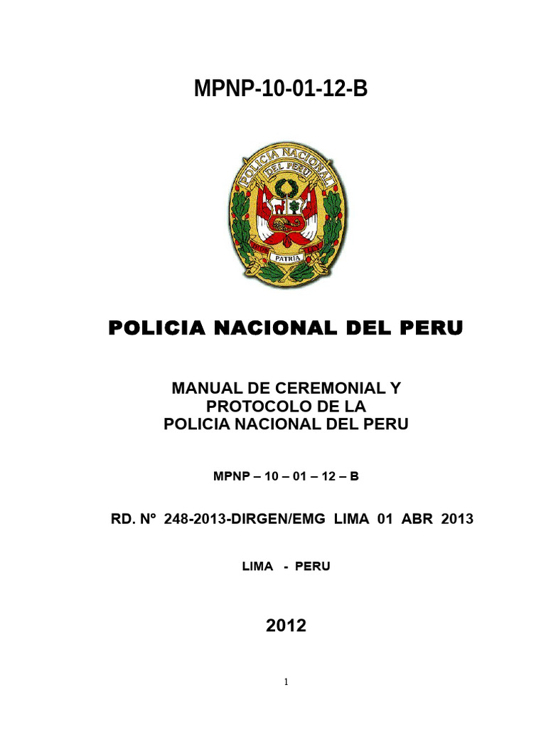Manual de Ceremonial y Protocolo de La PNP | PDF | Perú | Oficial general