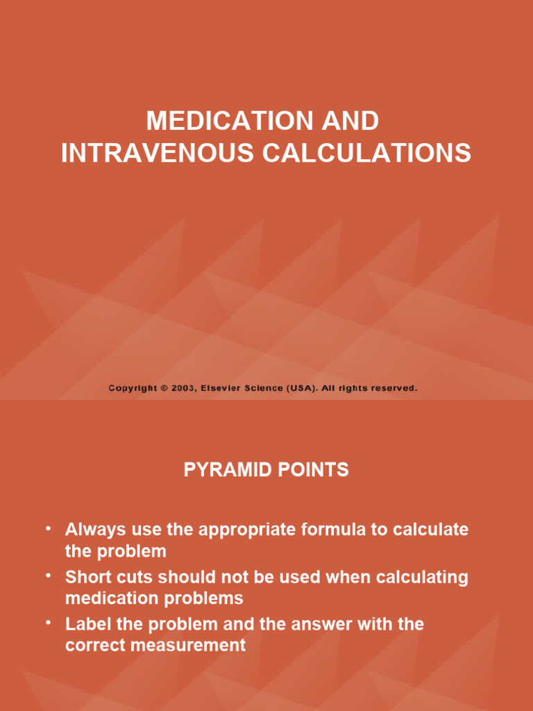 IV Medication Calculation Guidelines | PDF | Intravenous Therapy | Dose ...