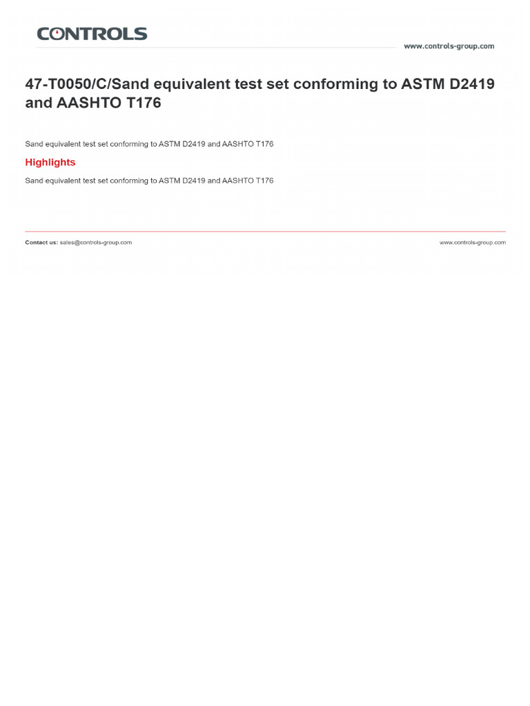 Sand Equivalent Test Set Conforming To Astm d2419 and Aashto t176 | PDF