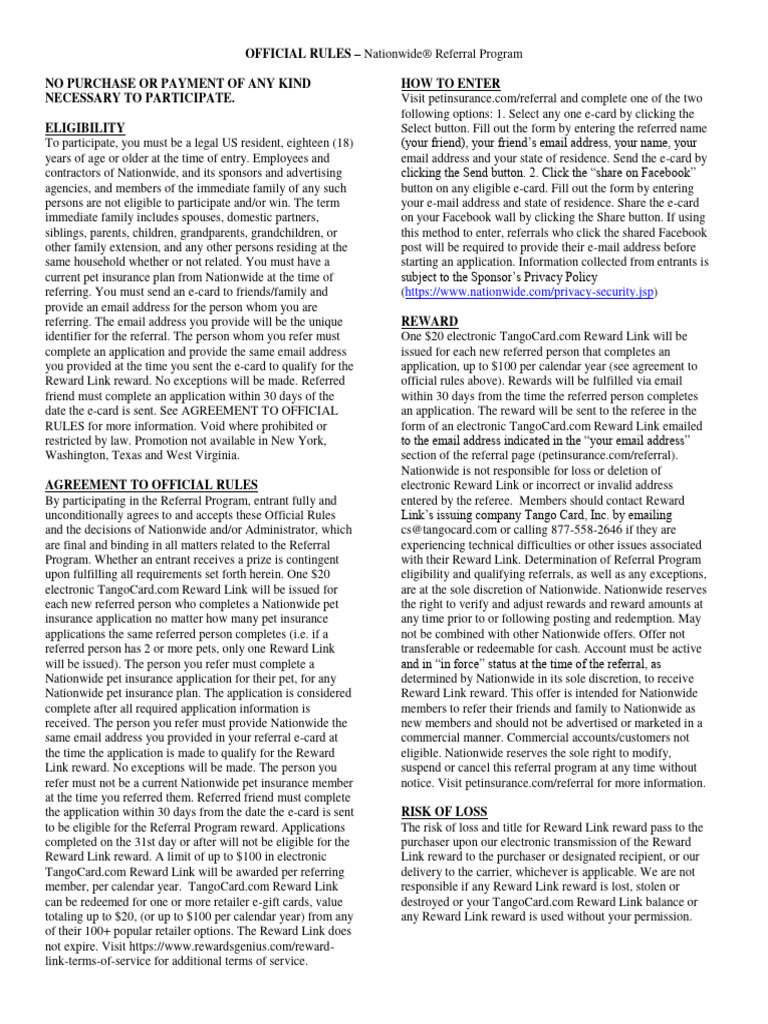 Referral Program Rules 10 16 19 | PDF | Insurance | Family