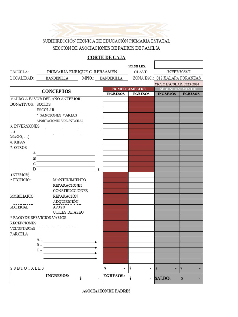 CORTE DE CAJA DE APF 2023-2024 | PDF