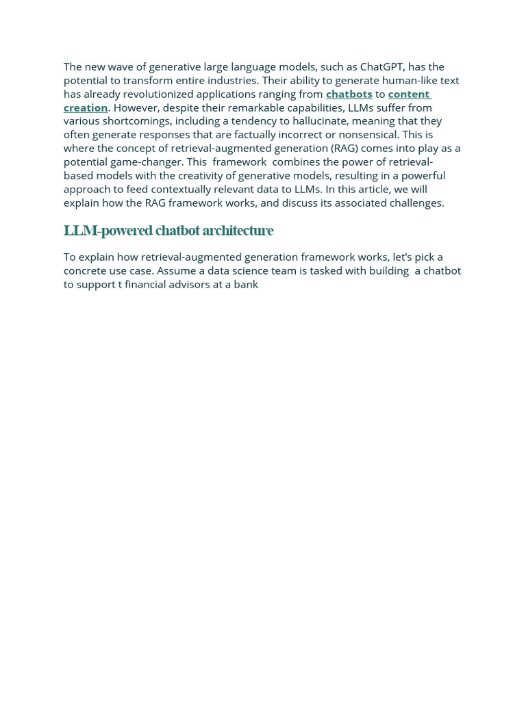 LLM-powered Chatbot Architecture: Chatbots Content Creation | PDF