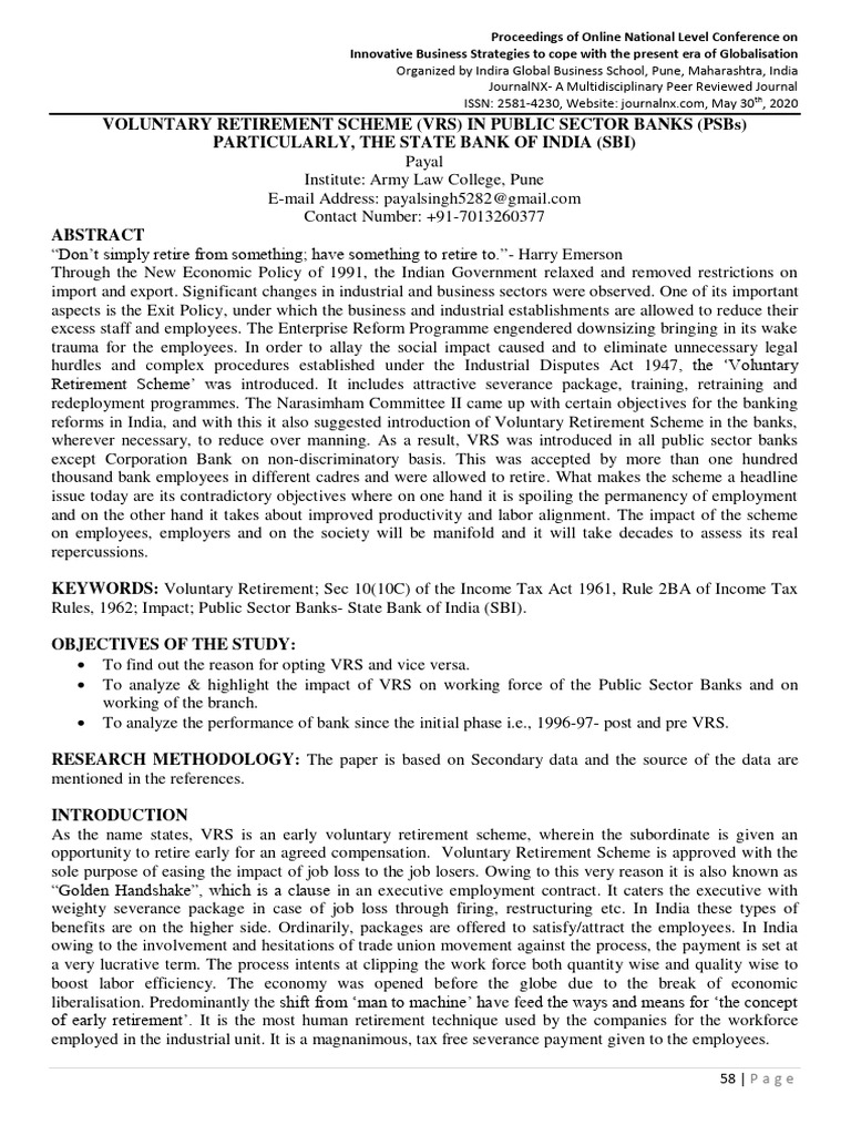 Voluntary Retirement Scheme Vrs in Publi B037b57a | PDF | Employment ...