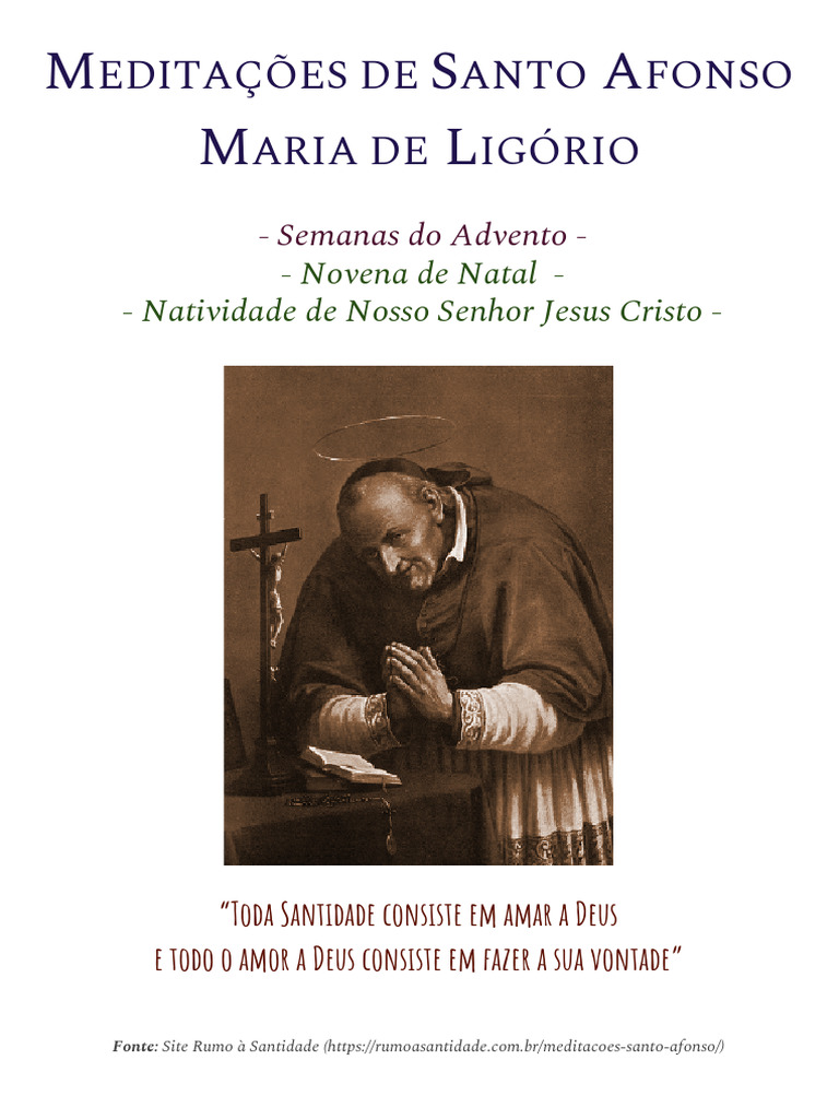 Meditações Advento e Novena de Natal Por Santo Afonso Maria de Ligório ...