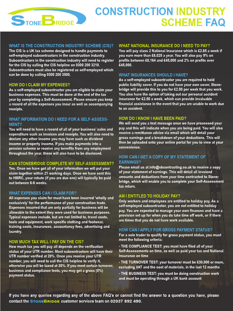 Stonebridge CIS FAQ v2-1 | PDF | Expense | Tax Refund