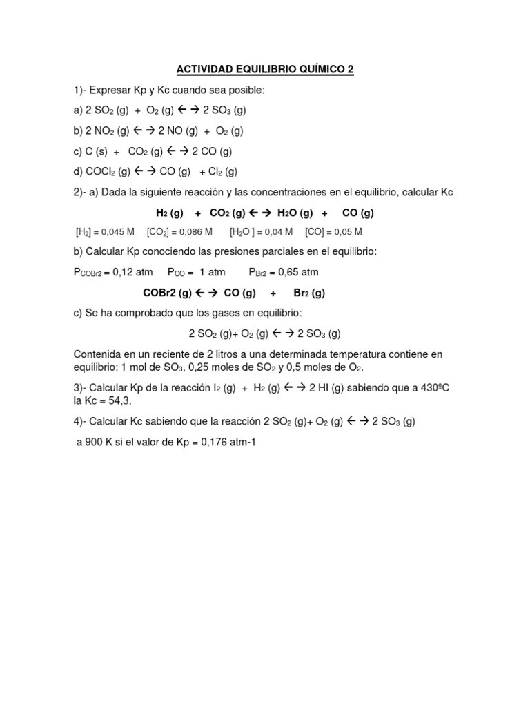 Equilibrio Qu-Mico-Actividad2 | PDF