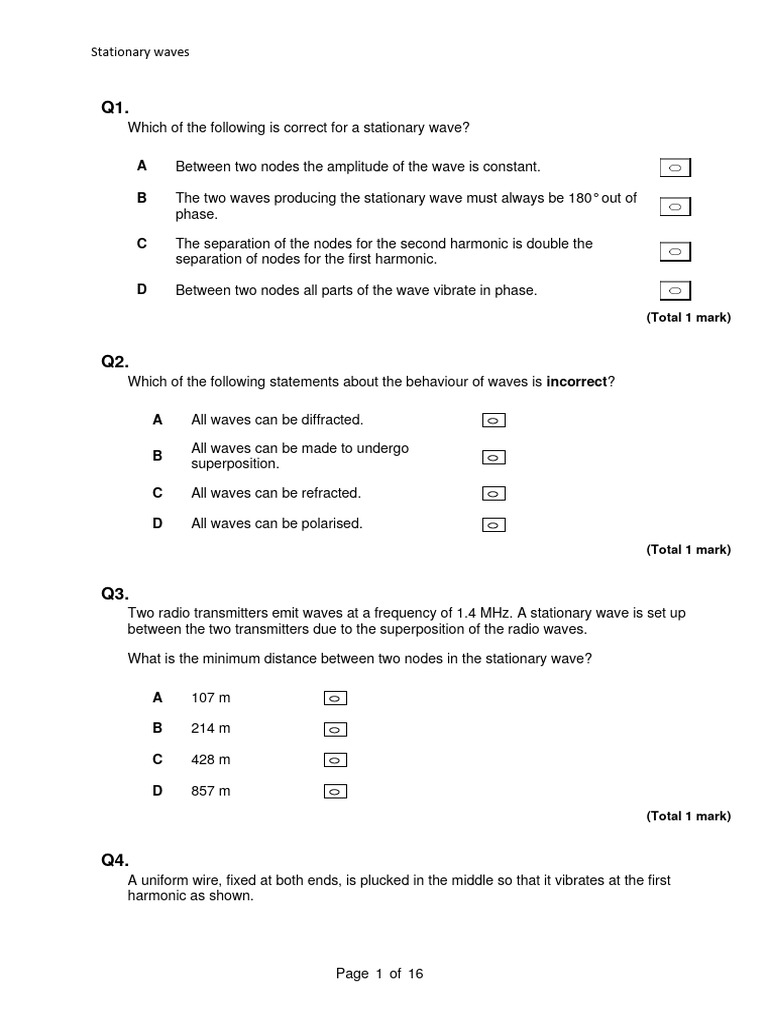 Stationary Waves Pdf Waves Frequency