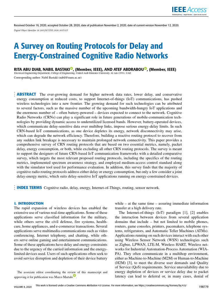 A Survey On Routing Protocols For Delay And Energy Constrained Cognitive Radio Networks Pdf