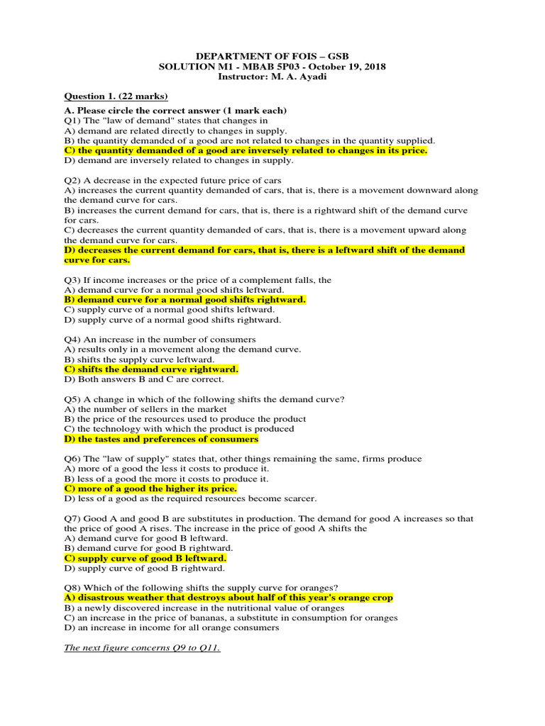 Sol M1 Mbab5p03 Fall18 | PDF | Price Elasticity Of Demand | Demand