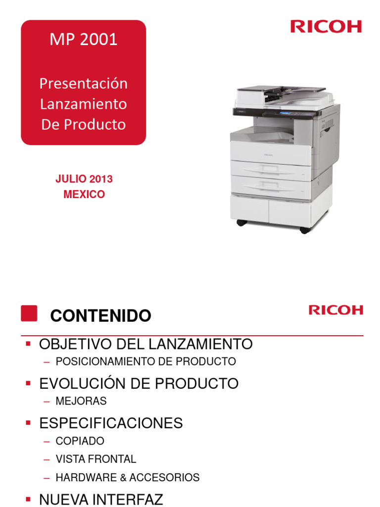 Lanzamiento Ricoh MP 2001 en México | PDF | Informática | Hardware de ...
