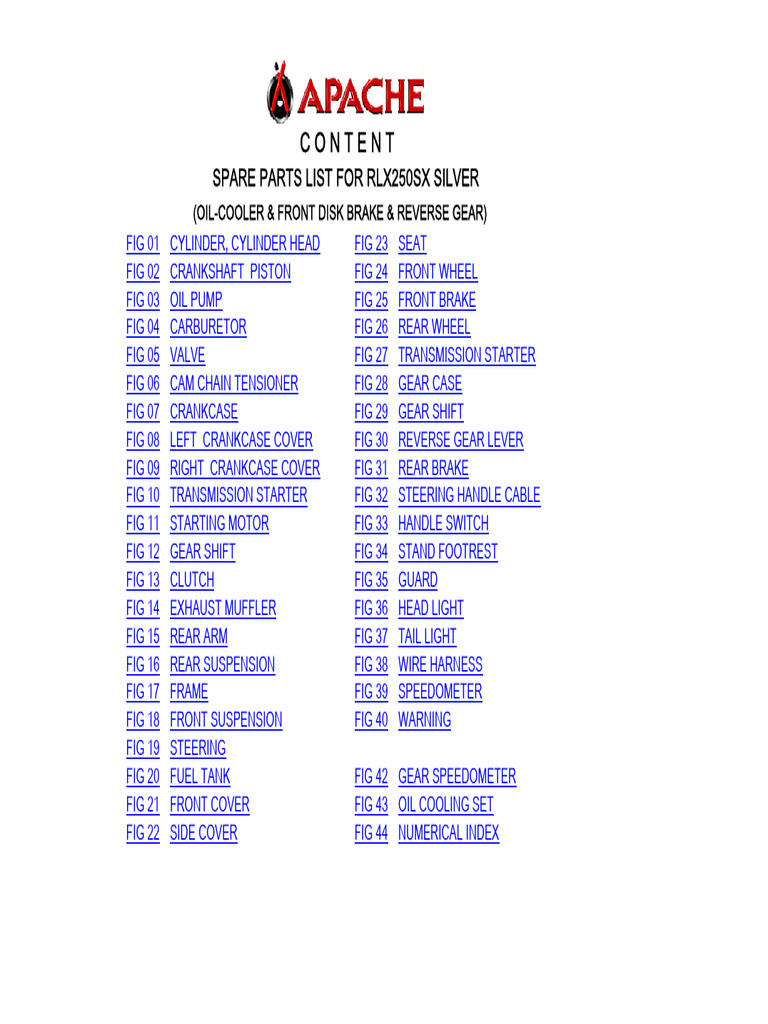 Barossa Apache RLX 250 SX Silver - Oil-Cooler & Front Disk Brake ...