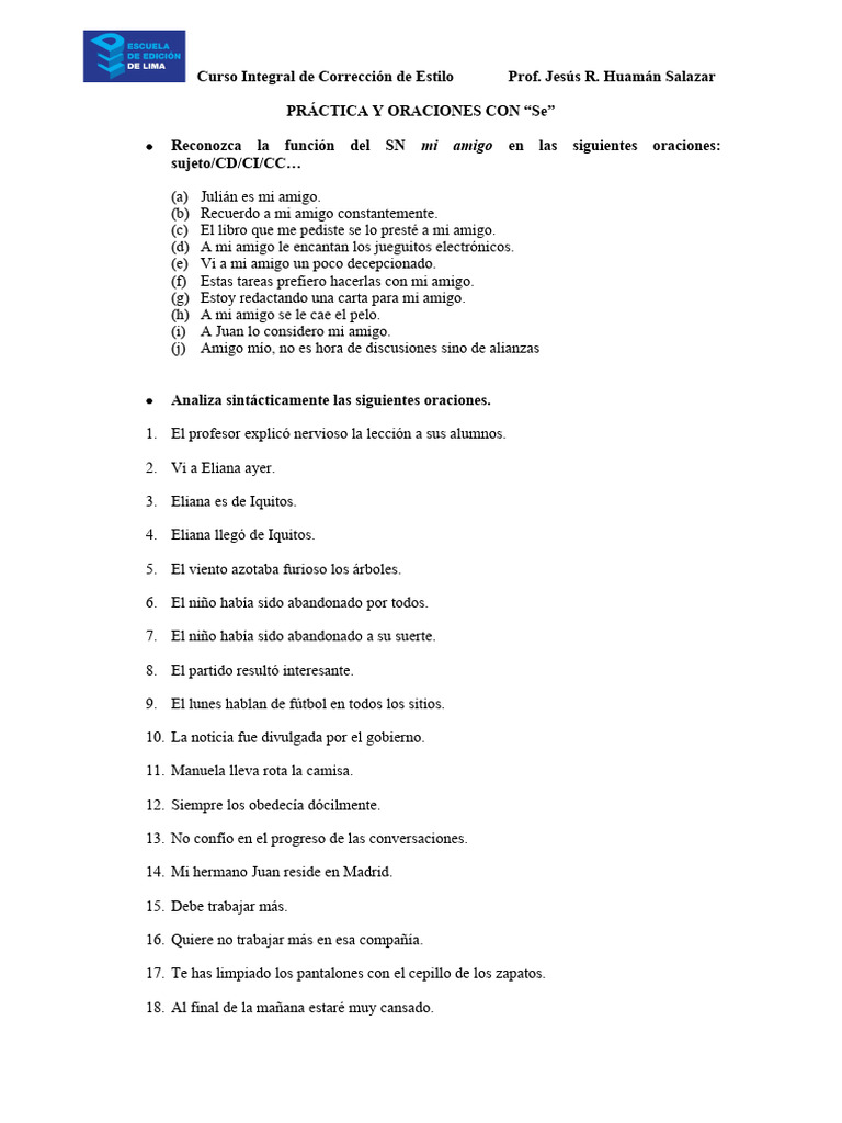 Sesion 7-La Oracion Pasiva y Ejercicios | PDF | Verbo | Objeto (gramática)