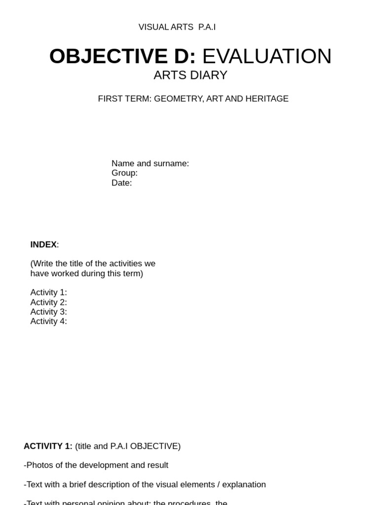Arts Diary Template | Download Free PDF | Experience | Cognitive Science