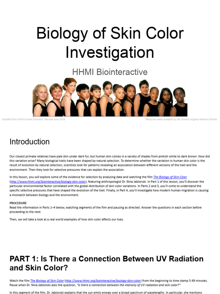 Evolution of Human Skin Color | PDF | Human Skin Color | Ultraviolet