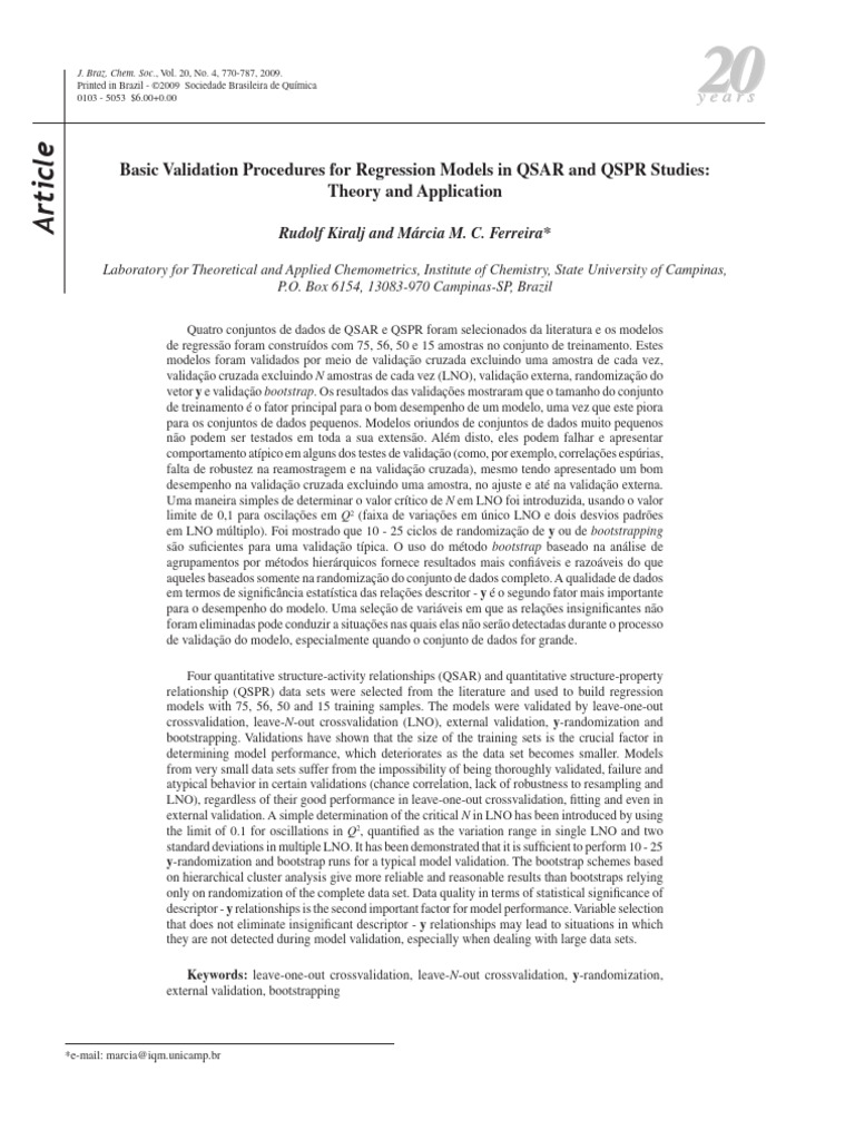 Basic Validation Procedures For Regressi - PDF) (REF2) PAG 772 | PDF | Metrology | Data Analysis