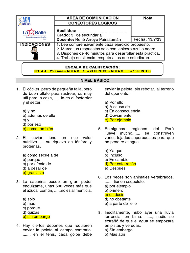Ejercicios de Conectores Lógicos | PDF