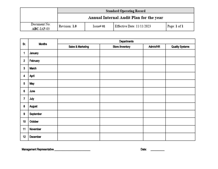 Annual Internal Audit Schedule | PDF | Career & Growth | Finance ...