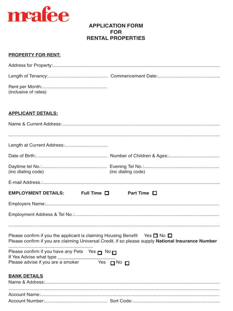 Rental Application Form | PDF | Leasehold Estate | Landlord