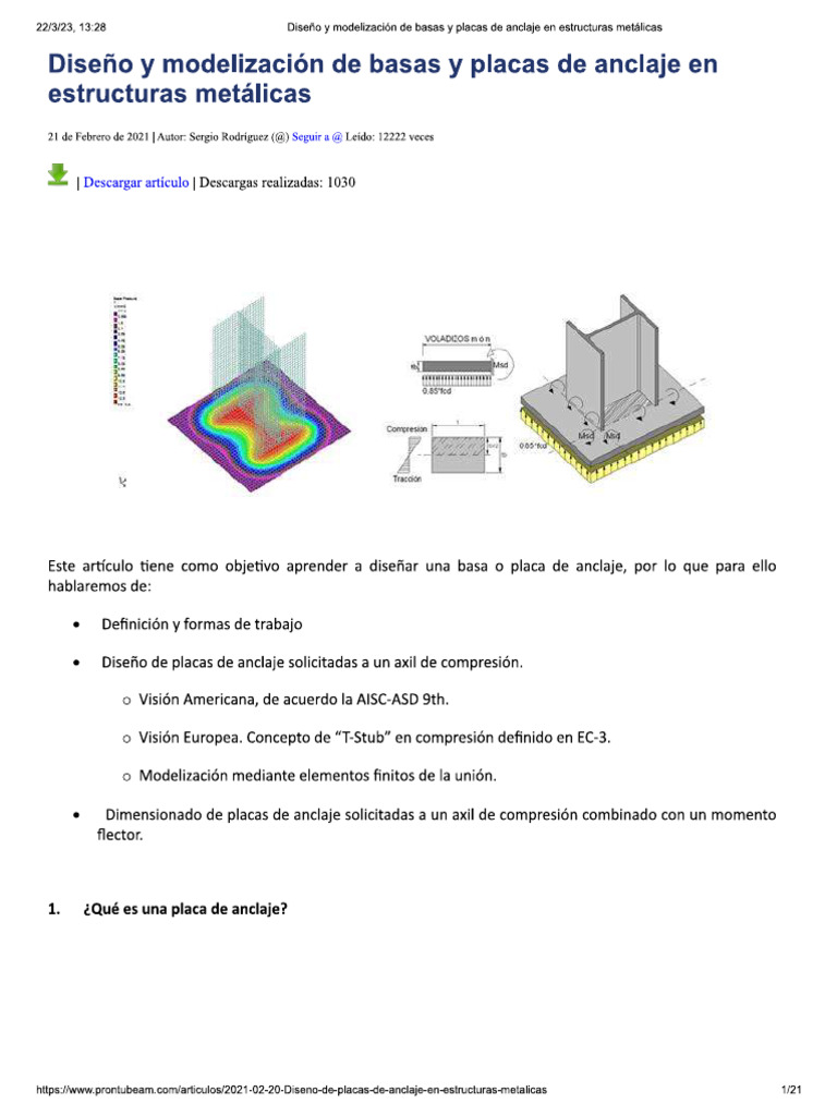 Diseño de Placas Base Estructuras Metalicas | PDF