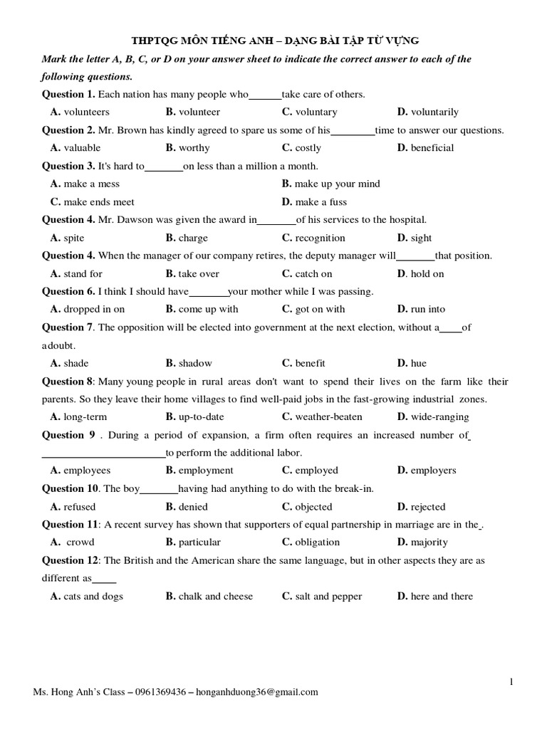 Unit 11 - Vocabulary W KEY | PDF