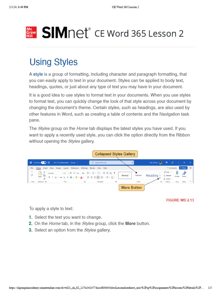 CE Word 365 Lesson 2-3 | PDF | Computing | Software