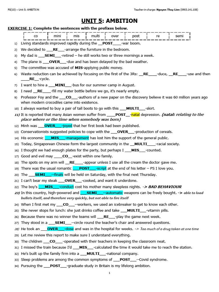 Unit 5 Ambition More Exercises Pdf Recruitment Employment