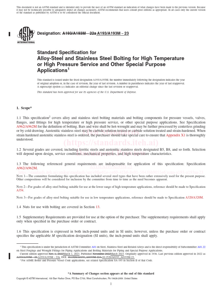 Astm A193 A193m 23 | PDF | Screw | Steel