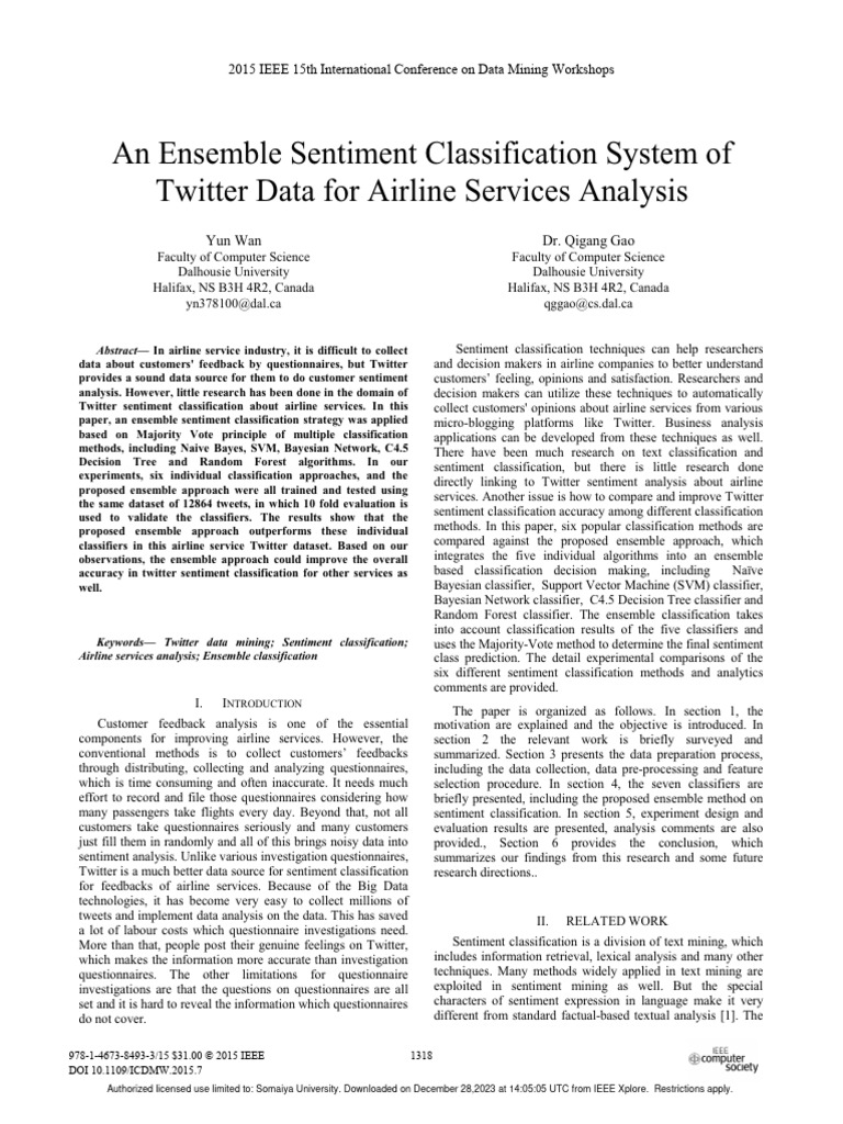 An Ensemble Sentiment Classification System of Twitter Data For Airline Services Analysis | PDF ...