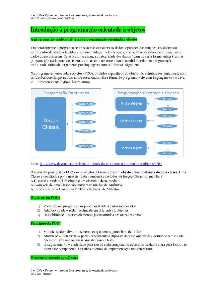 2 - PDA - Python - Introducao A Programação Orientada A Objetos | PDF ...
