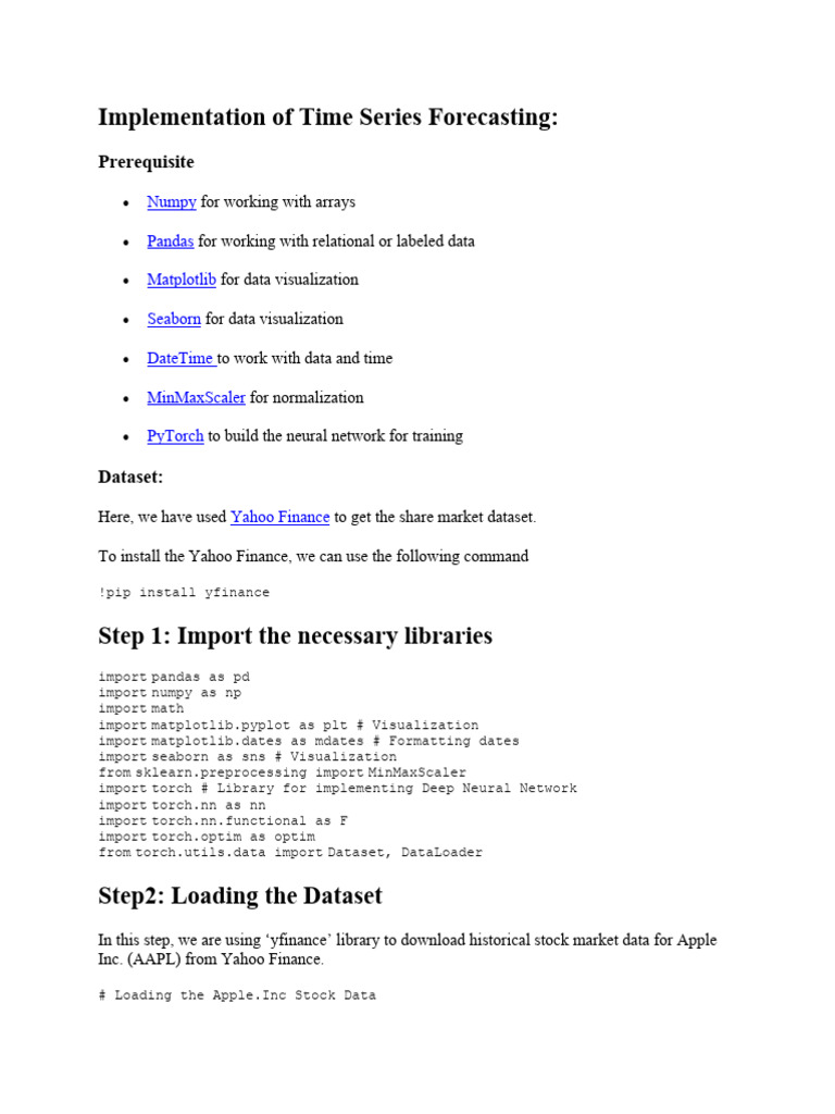 Implementation of Time Series Forecasting | PDF | Applied Mathematics | Cybernetics