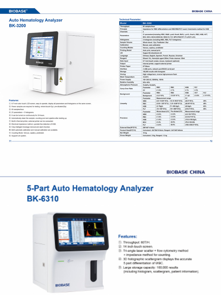 1.Catalogue-Hematology Analyzer | PDF