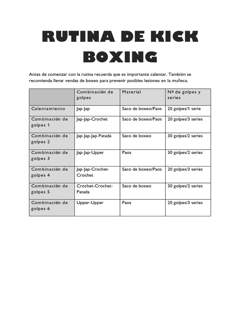Plan de Entrenamiento de Kick Boxing | PDF