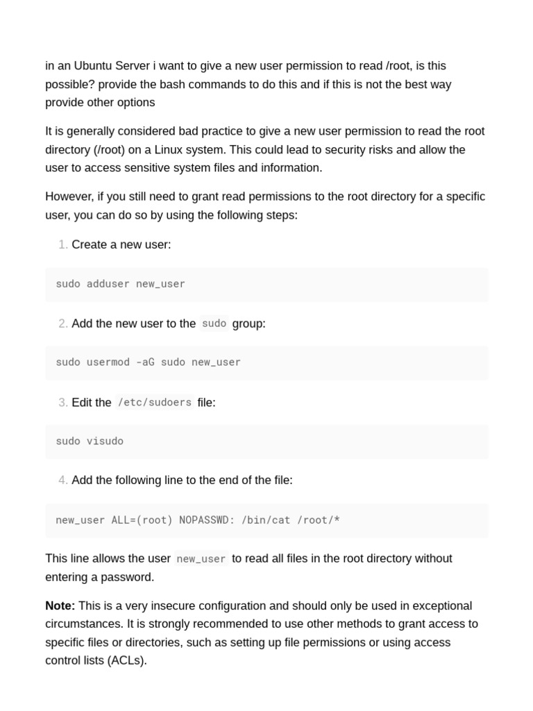 Granting Read Permissions To Root Directory Best Practices and Alternative Approaches | PDF ...