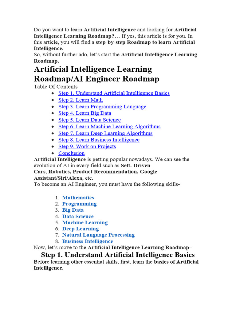 RoadMap Data Science | PDF | Artificial Intelligence | Intelligence (AI ...