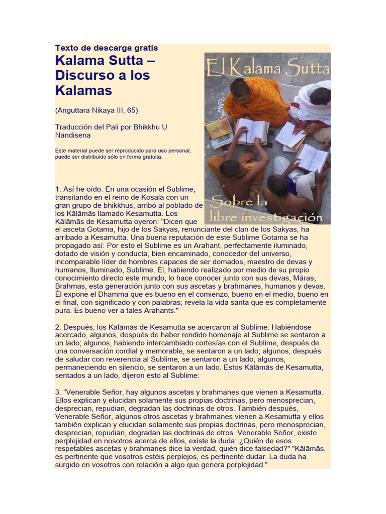 Sabiduría y Duda en Kalama Sutta | PDF | Ascetismo