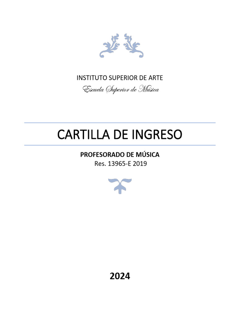 Cartilla de Ingreso - Profesorado de Música 24 | PDF