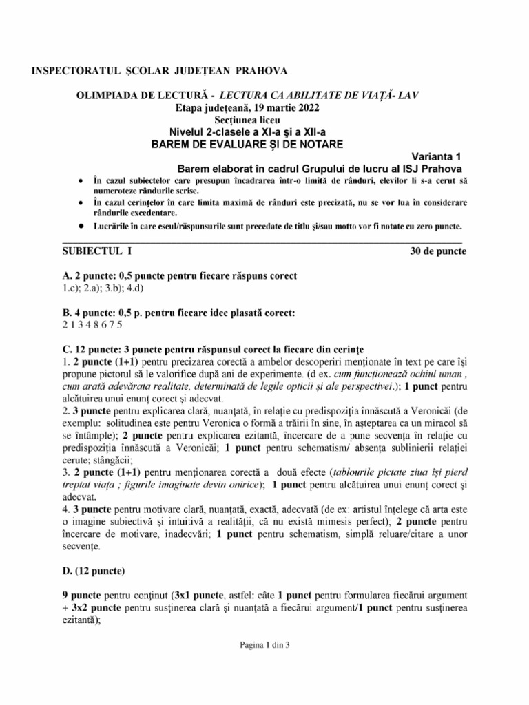 OLAV - Barem Judet - Nivelul 2 PDF | PDF