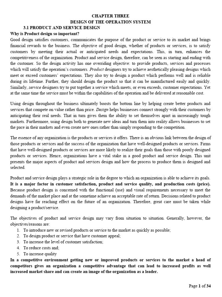 OM CHAPTER THREEE Student Handout-1 | PDF | Product (Business ...