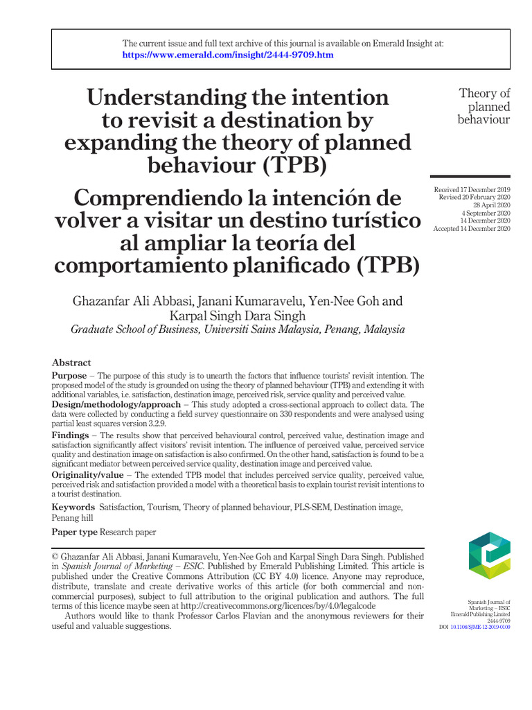 Understanding The Intention To Revisit A Destinati | PDF | Validity ...
