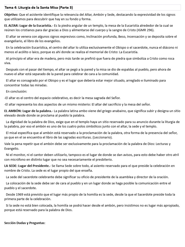 Tema 4-3 - Curso Básico para Ministros Extraordinarios de La Sagrada Comunión - Split | PDF ...