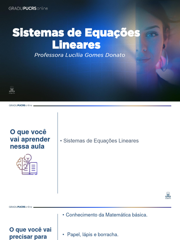 Aula 9 - Slides - Lucilia Gomes Donato | PDF | Sistema de equações ...
