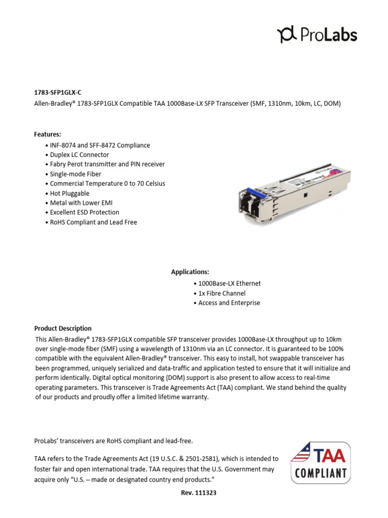 1783-SFP1GLX-C Datasheets EN | Download Free PDF | Computing | Electronics