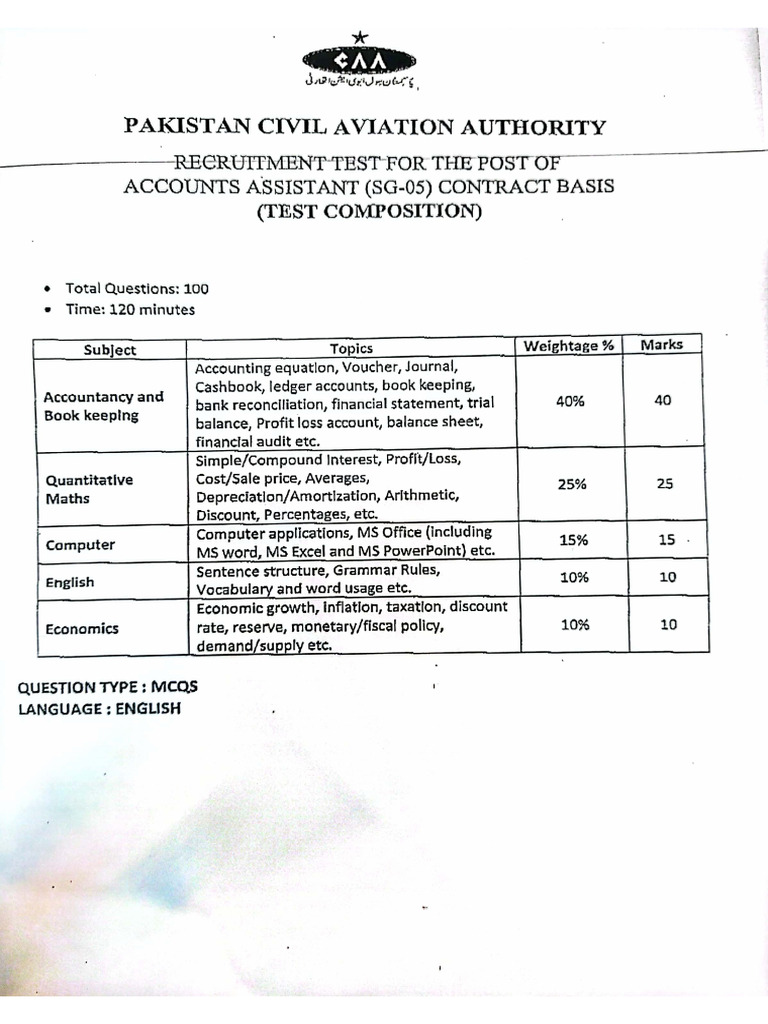 Accounts Assistant Test Comp | PDF