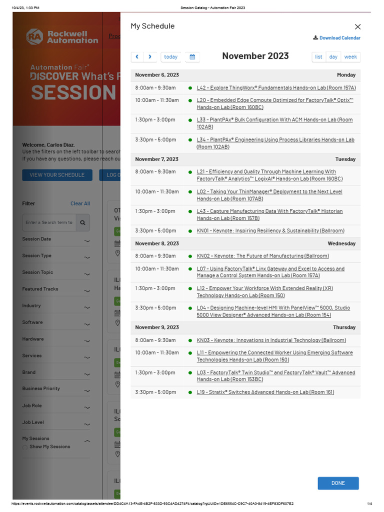 Session Catalog - Automation Fair 2023 | PDF | Analytics | Automation