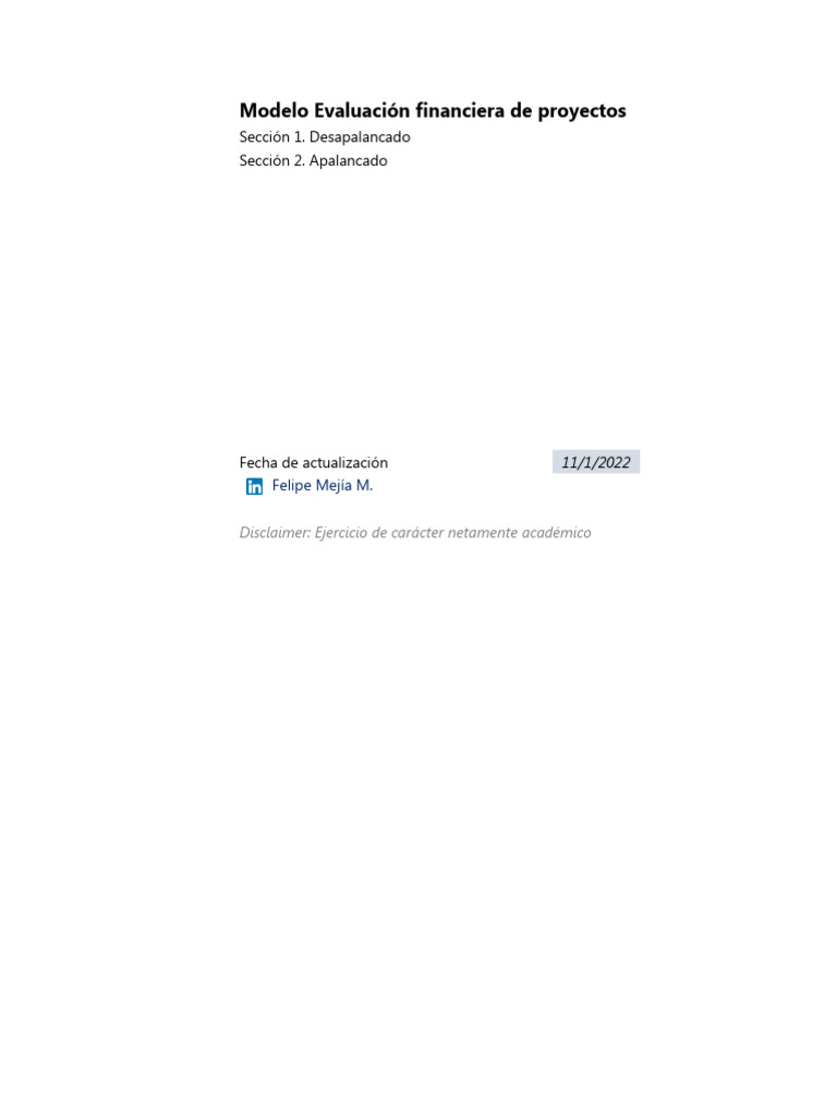 Modelo Eval. Proyectos V1 | PDF | Economias | Contabilidad financiera