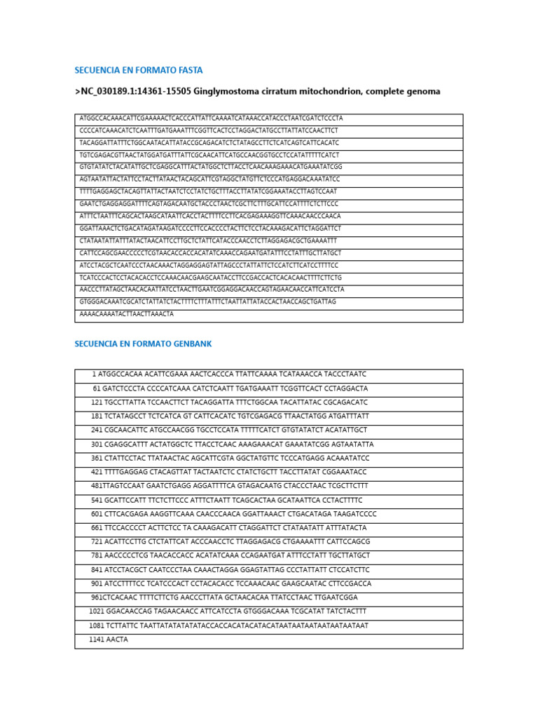 Secuencia en Formato Fasta | PDF | Technology & Engineering
