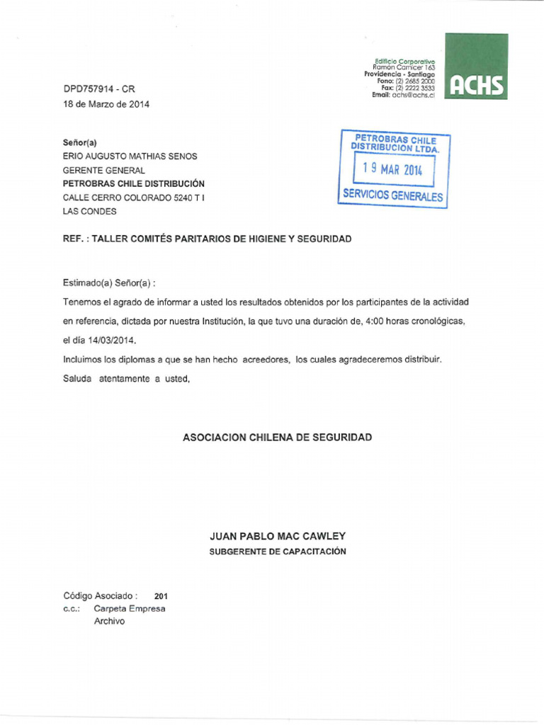Comite Paritario - ACHS 14032014 | PDF